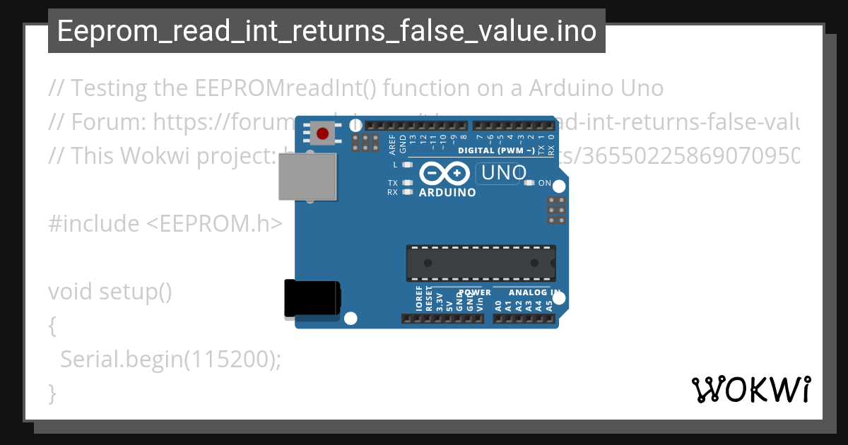 EEPROM read int returns false value - Wokwi ESP32, STM32, Arduino Simulator