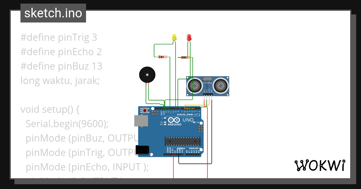 Ultrasonic Buzzer Zainul 30 Wokwi Esp32 Stm32 Arduino Simulator 1515