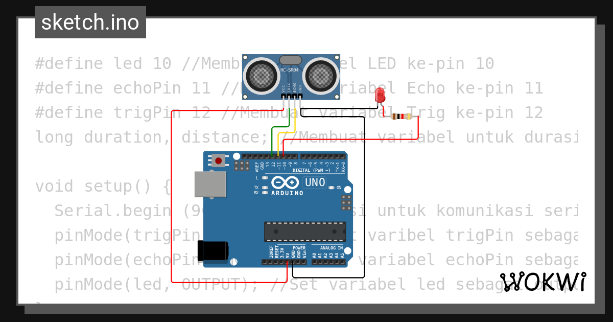 Sensor Ultrasonik Dengan Led Wokwi Esp32 Stm32 Arduino Simulator 8636