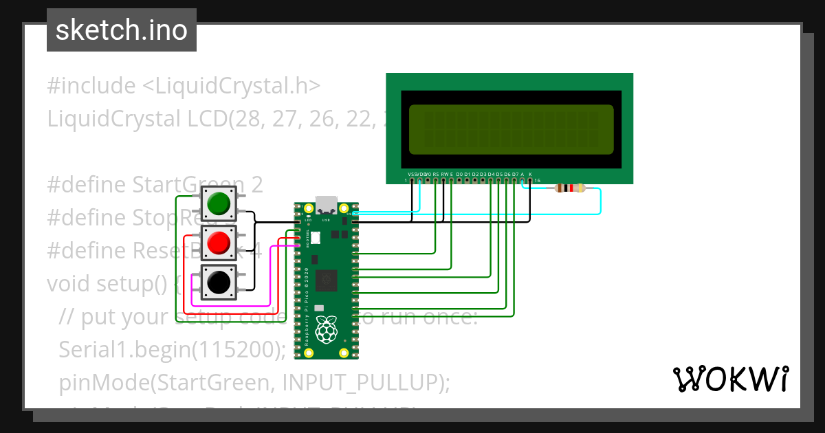 Stoppuhr - Wokwi ESP32, STM32, Arduino Simulator