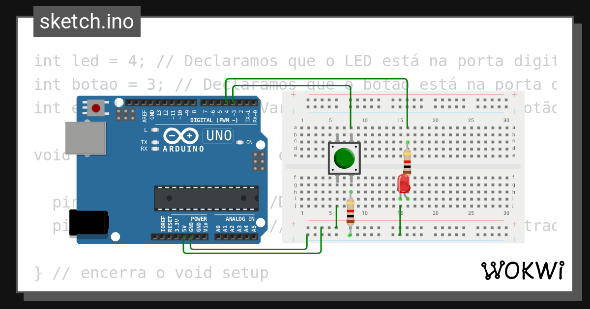 Led Com BotÃo Wokwi Esp32 Stm32 Arduino Simulator 0320