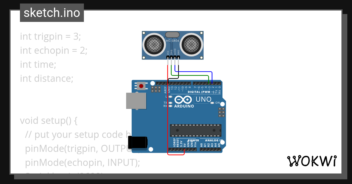 Ultrasonic Sensor - Wokwi ESP32, STM32, Arduino Simulator