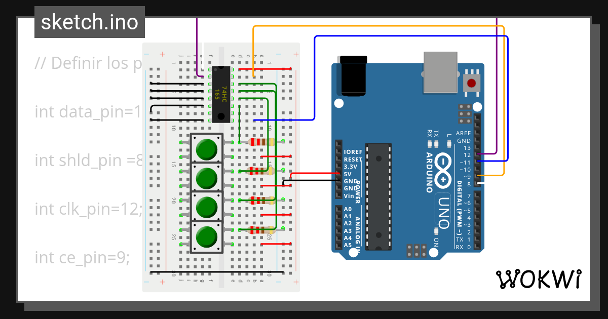 Shif register - Wokwi ESP32, STM32, Arduino Simulator
