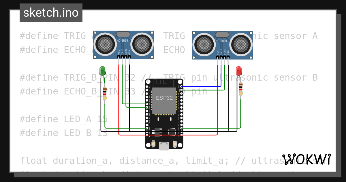 Esp32 And 2 Ultrasonic Sensor Wokwi Esp32 Stm32 Arduino Simulator 8527
