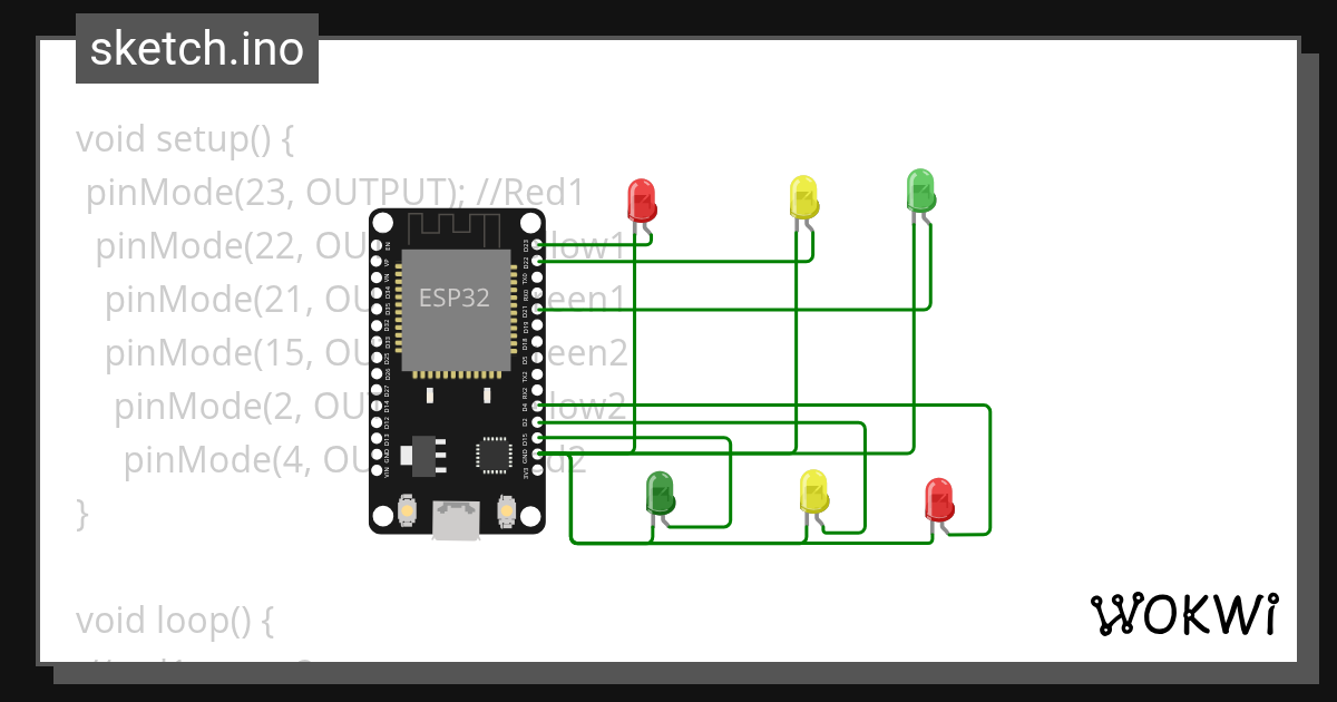 traffic light 2 - Wokwi ESP32, STM32, Arduino Simulator