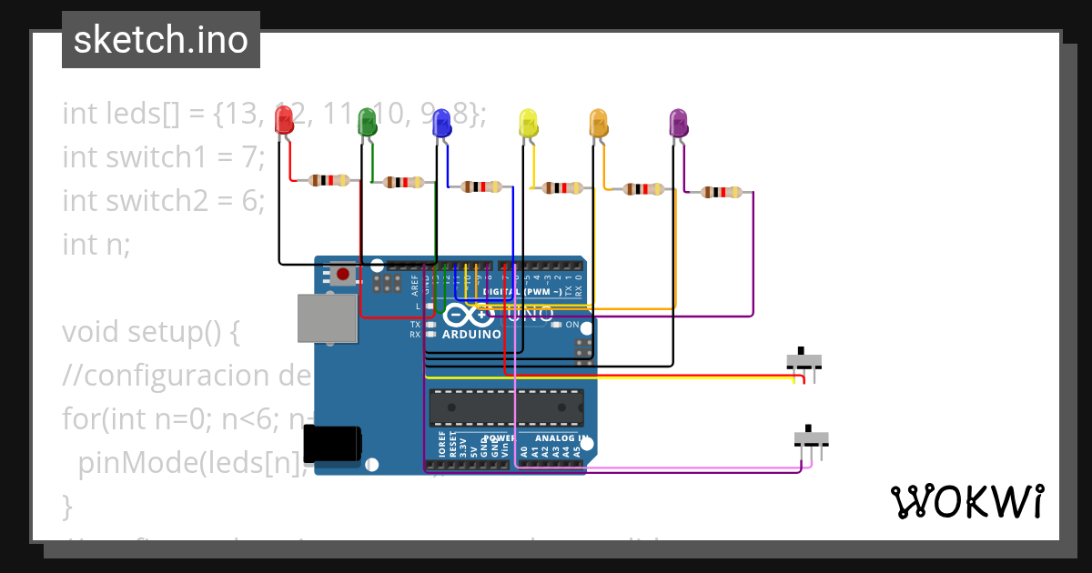 Juego Leds - Wokwi ESP32, STM32, Arduino Simulator