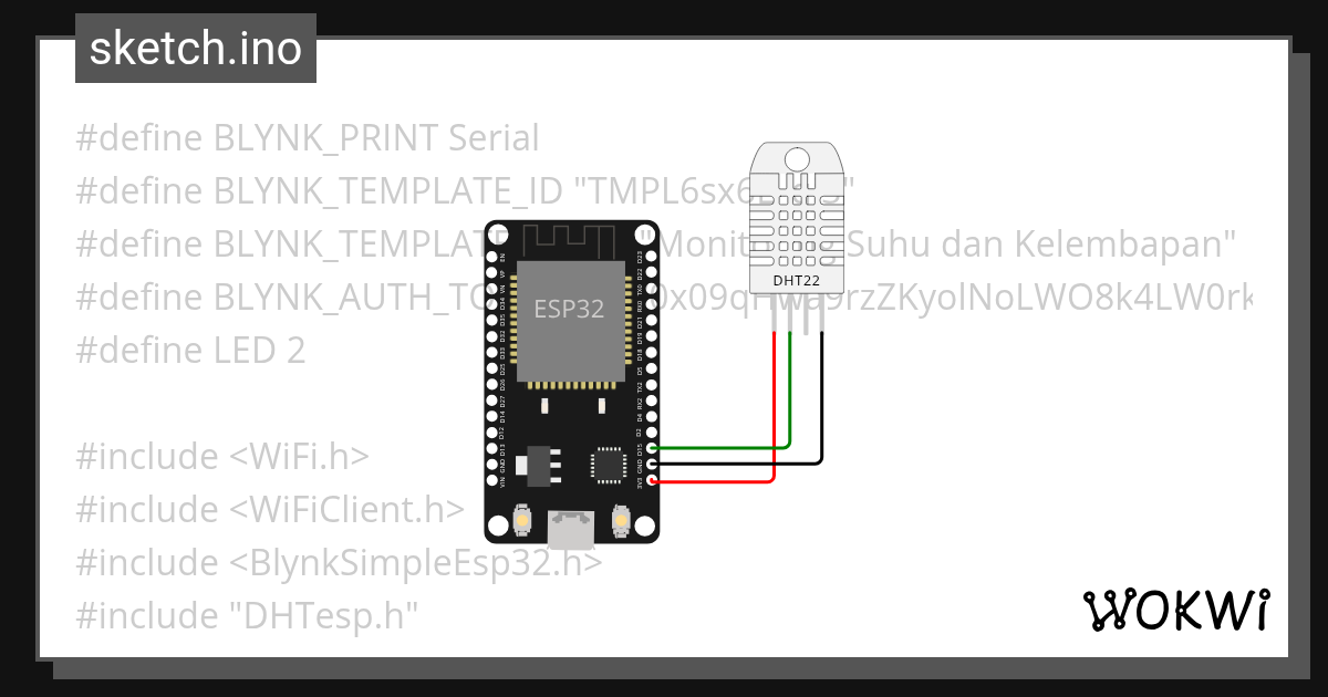Praktik Monitoring Kelembaban dengan DHT22 Blynk IoT V2 - Wokwi ESP32, STM32, Arduino Simulator