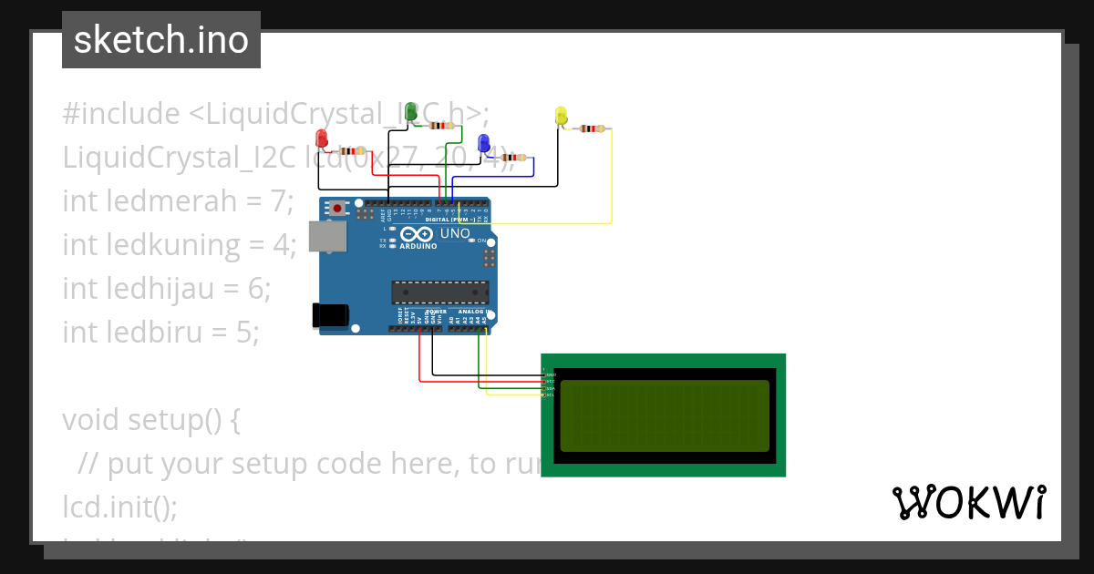 LED DAN LCD - Wokwi ESP32, STM32, Arduino Simulator