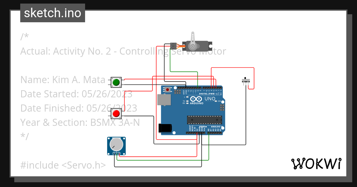 Servo with Switch Copy - Wokwi ESP32, STM32, Arduino Simulator