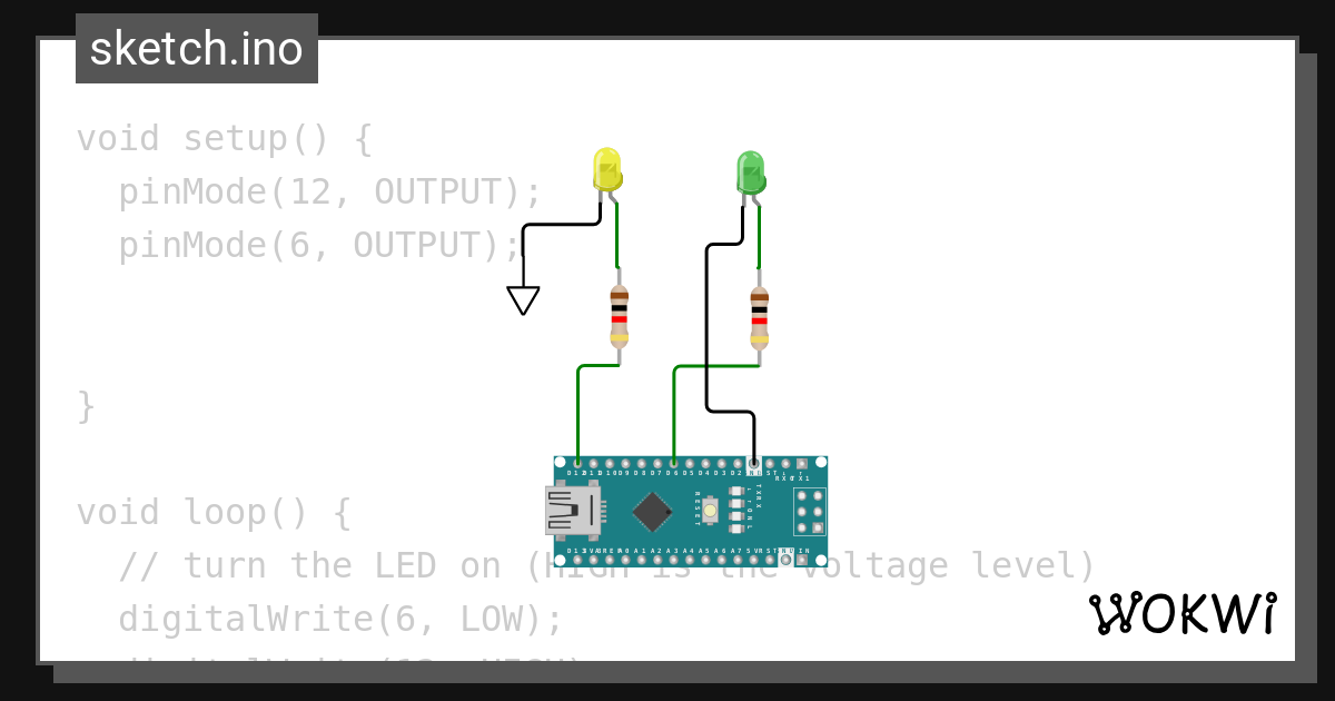 ไฟกระพริบ2 หลอด Wokwi Esp32 Stm32 Arduino Simulator