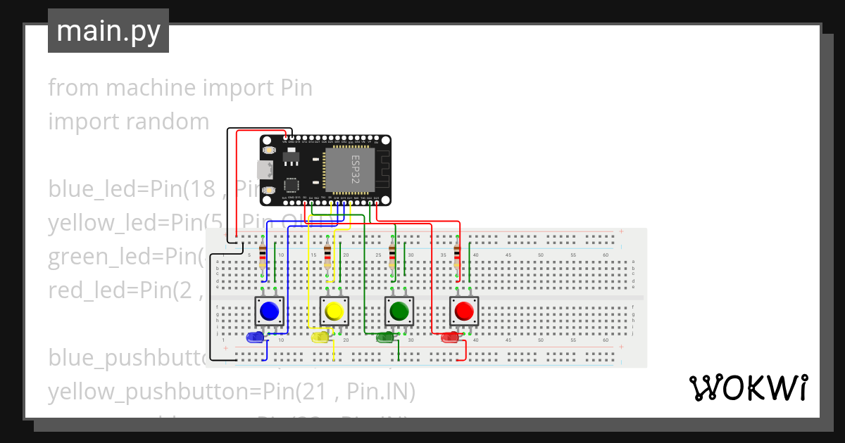 Simon projet bonus - Wokwi ESP32, STM32, Arduino Simulator