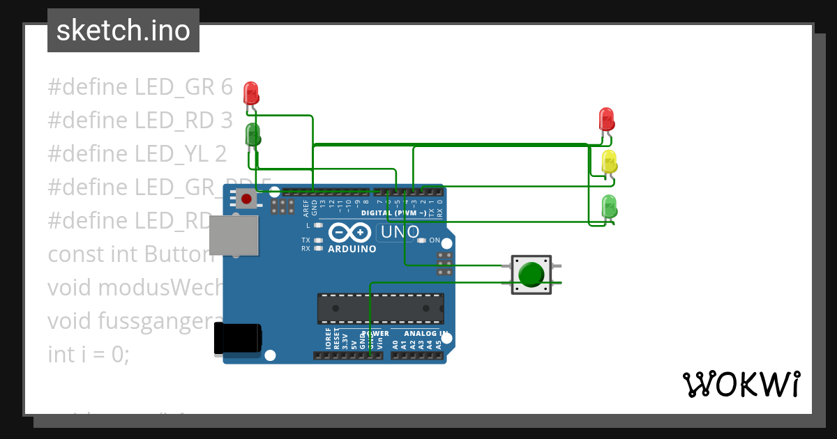 Traffic light - Wokwi ESP32, STM32, Arduino Simulator