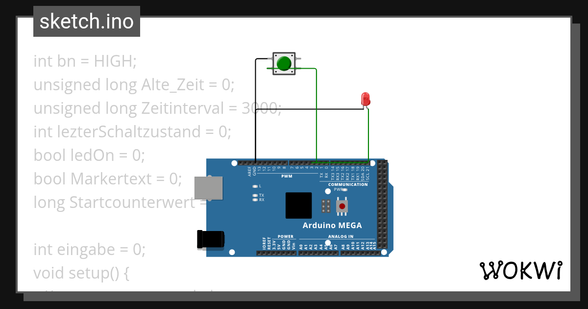 Licht an 3 Sec Licht aaus - Wokwi ESP32, STM32, Arduino Simulator