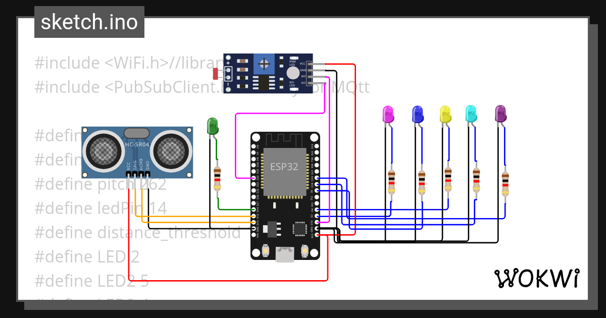IOT street light projct - Wokwi ESP32, STM32, Arduino Simulator