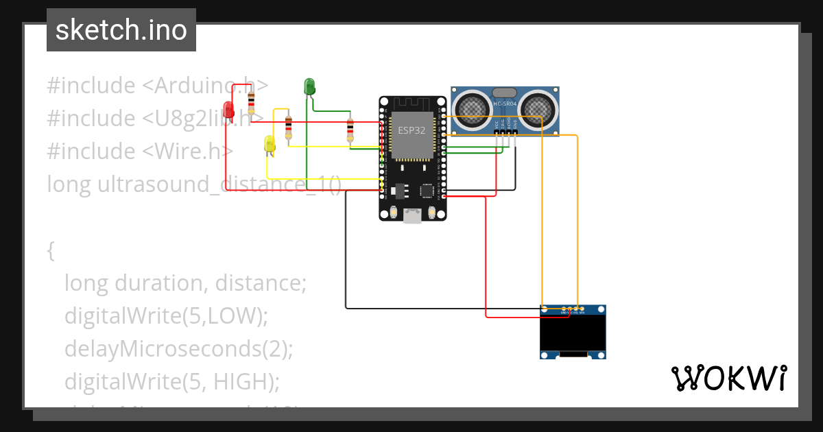 LED Distance - Wokwi ESP32, STM32, Arduino Simulator