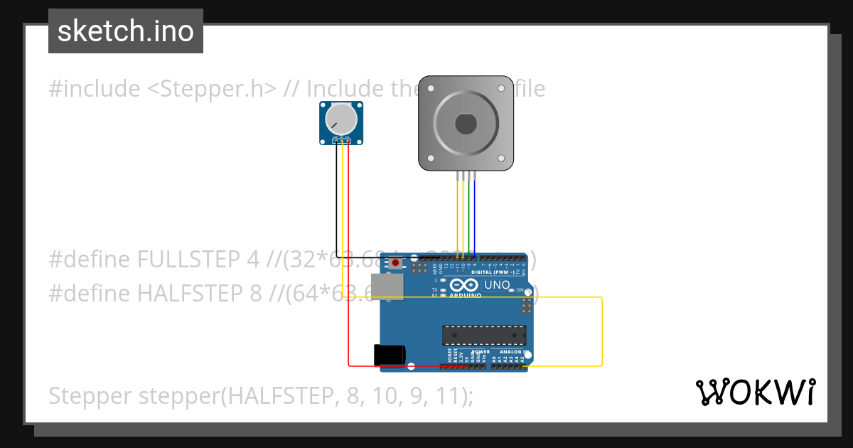 stepper motor - Wokwi ESP32, STM32, Arduino Simulator