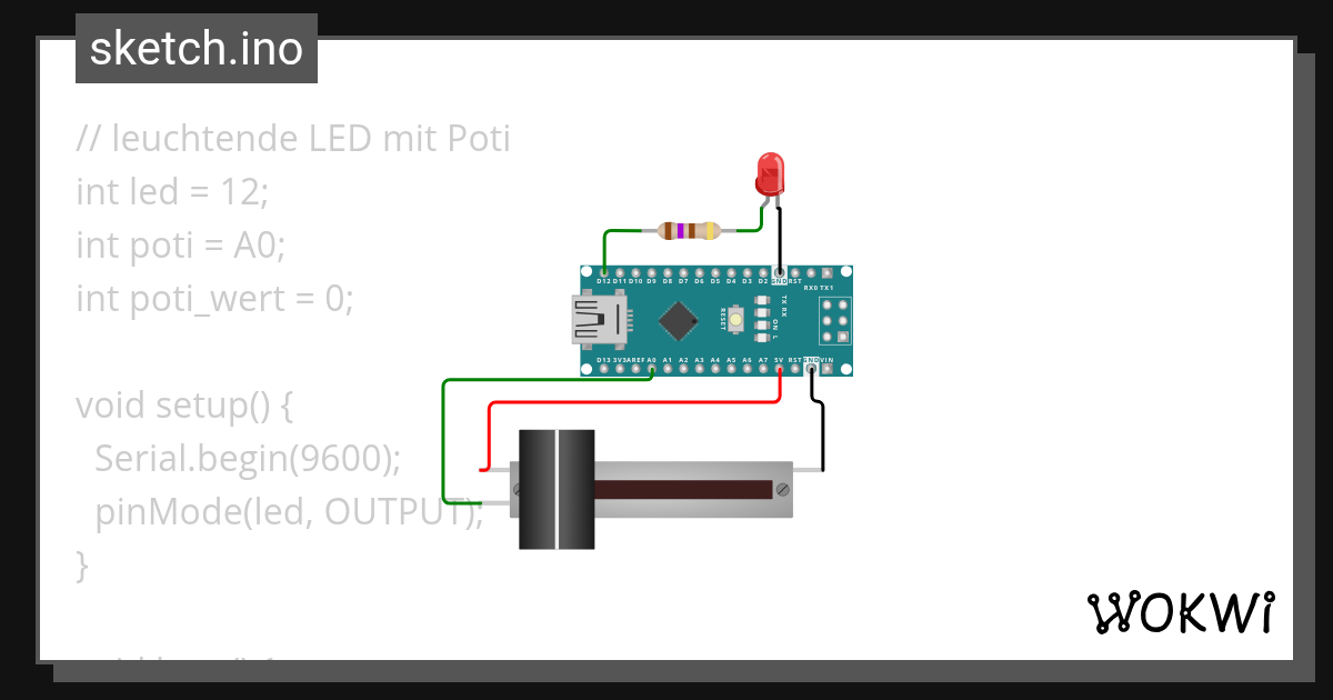 leuchtende LED Analog - Wokwi ESP32, STM32, Arduino Simulator leuchtende LED Analog - Wokwi ESP32, STM32, Arduino Simulator