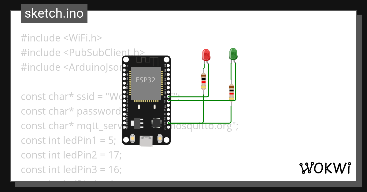 MQTT ESP32 hasil AI - Wokwi ESP32, STM32, Arduino Simulator