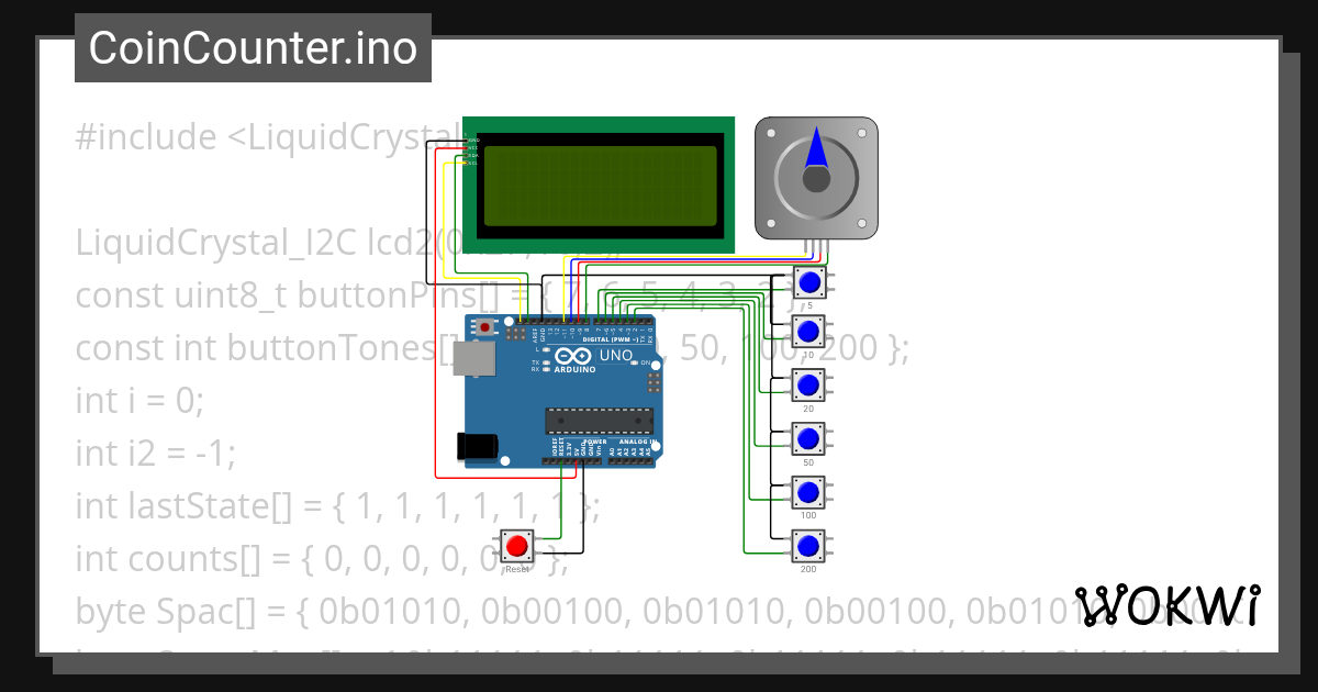 CoinCounter 2 I2C Step - Wokwi ESP32, STM32, Arduino Simulator