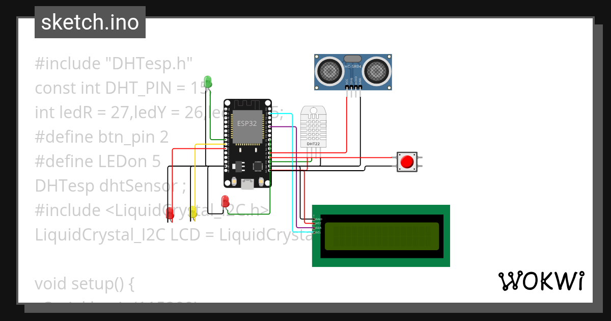 IOT ครั้งที่2 DHT22+LCD1 - Wokwi ESP32, STM32, Arduino Simulator