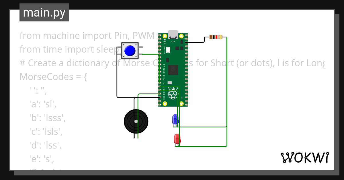 MorseCode (conv+ reader) - Wokwi ESP32, STM32, Arduino Simulator