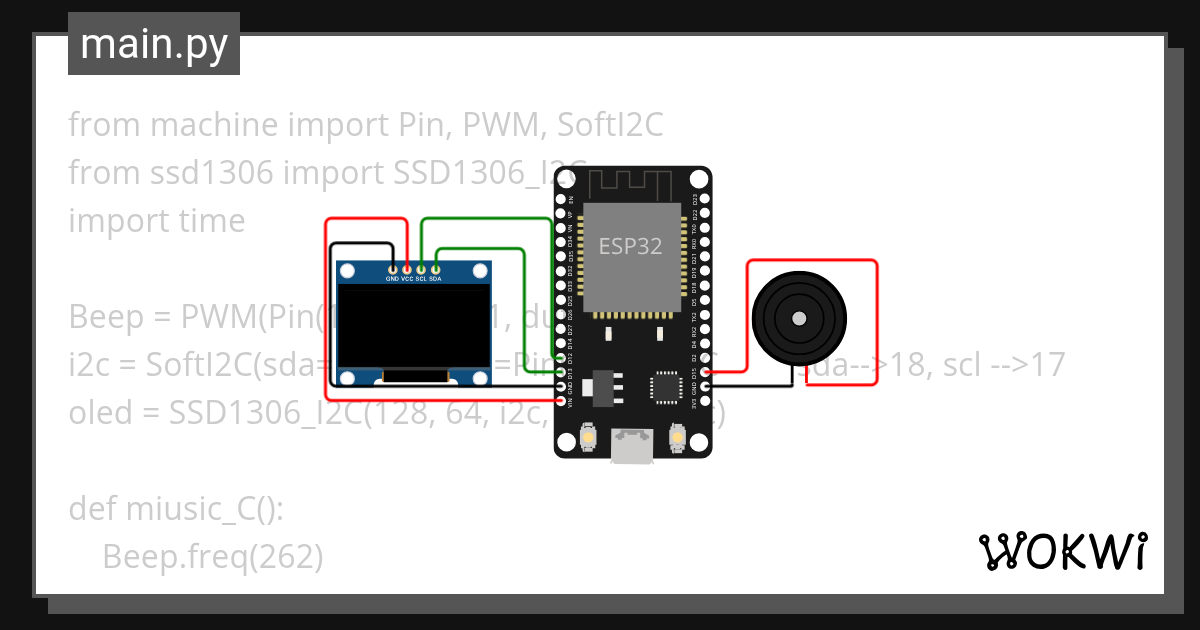 music OLED XIAOXINGXING - Wokwi ESP32, STM32, Arduino Simulator