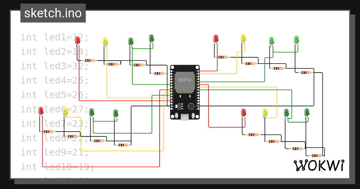 สอบไฟจราจร Wokwi Esp32 Stm32 Arduino Simulator 