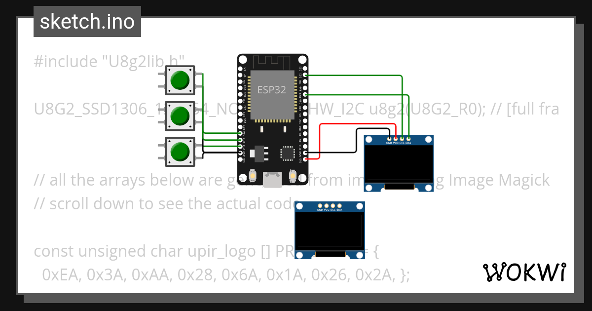ESP32_OLED_1306 - Wokwi ESP32, STM32, Arduino Simulator