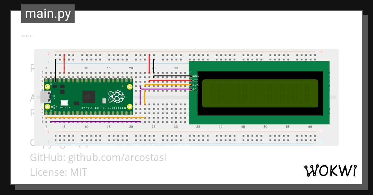 I2C LCD Display Copy - Wokwi ESP32, STM32, Arduino Simulator