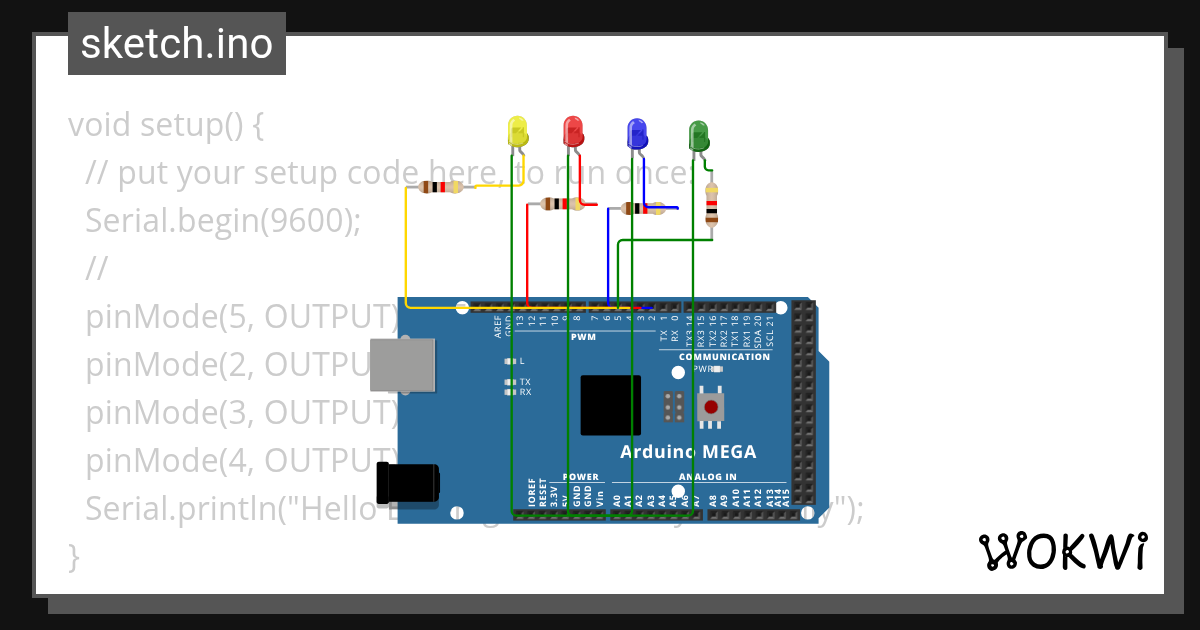 4 LED - Wokwi ESP32, STM32, Arduino Simulator