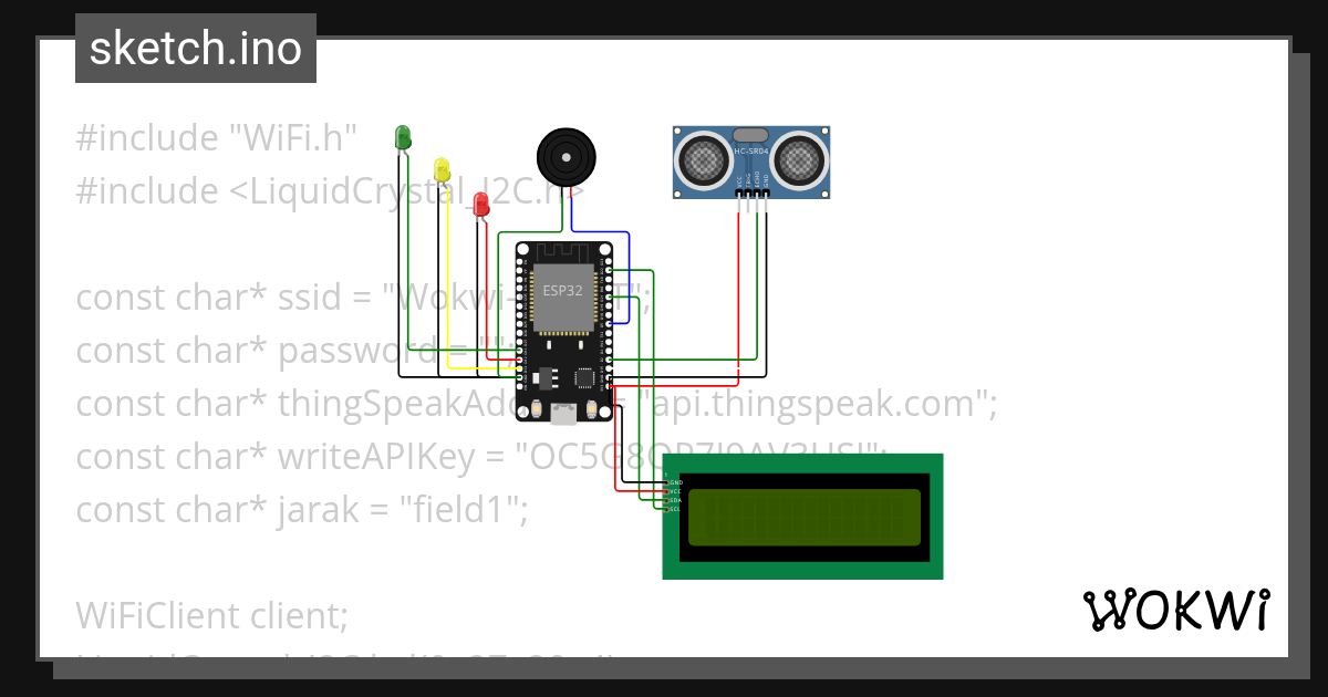 ESP32 cek ketinggian air to thingspeak Copy - Wokwi ESP32, STM32, Arduino Simulator