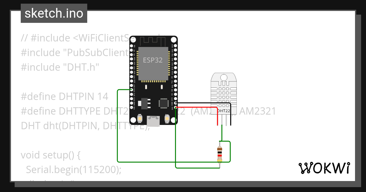 DHT sensor - Wokwi ESP32, STM32, Arduino Simulator