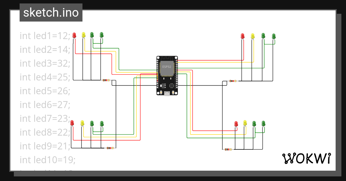 สอบไฟจราจร7766นะจ๊ะ Wokwi Esp32 Stm32 Arduino Simulator 5991