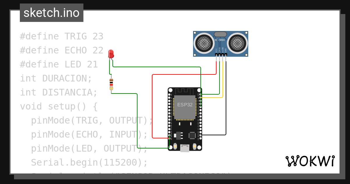 Ejercicio Distancia Wokwi Esp32 Stm32 Arduino Simulator 0485