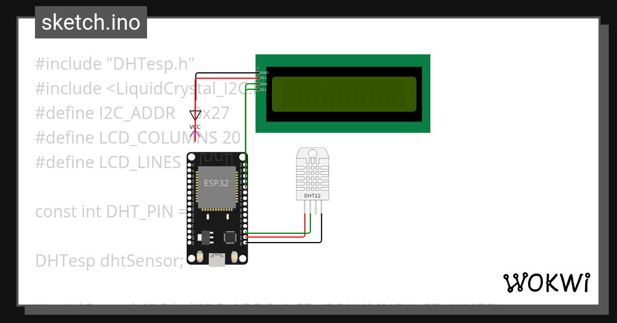 Practica DHT22 con LCD. - Wokwi ESP32, STM32, Arduino Simulator