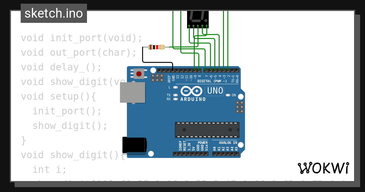 7segment Wokwi Esp32 Stm32 Arduino Simulator