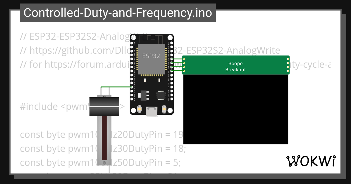 Controlled-Duty-and-Frequency.ino Copy Copy - Wokwi ESP32, STM32, Arduino Simulator