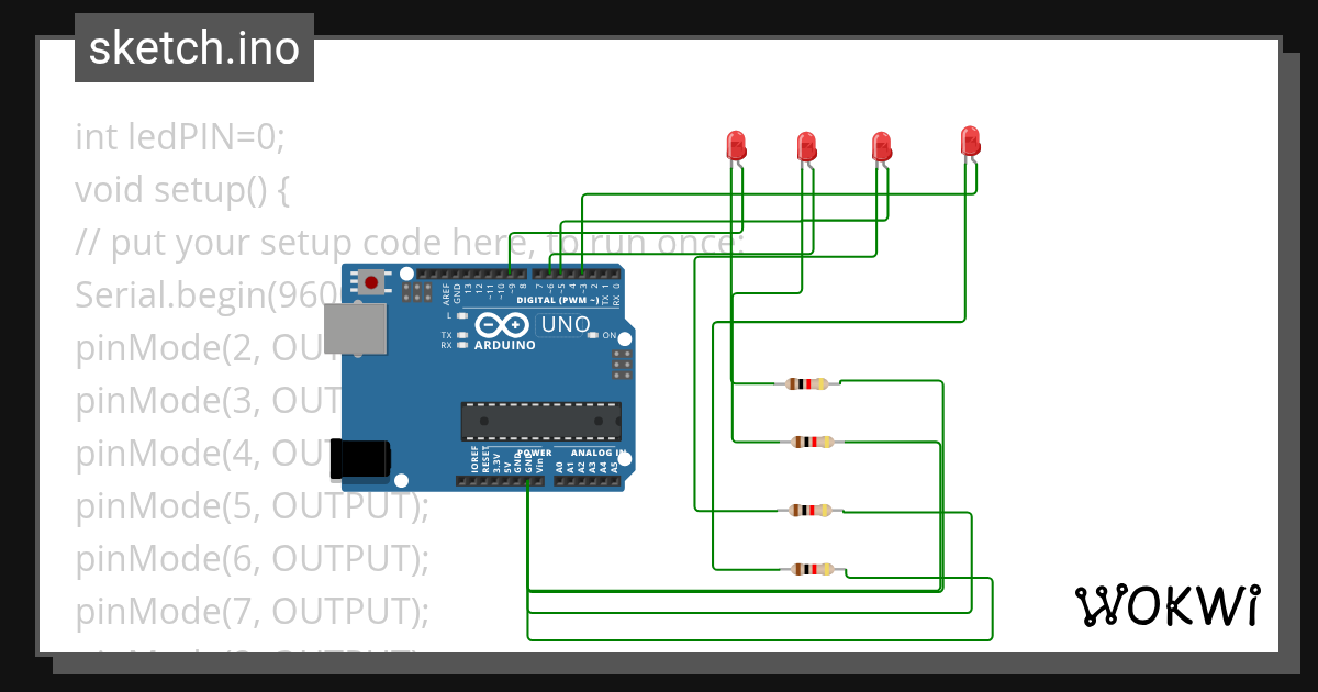 ไฟกระพริบ 4 ดวง 101 Wokwi Esp32 Stm32 Arduino Simulator 0880