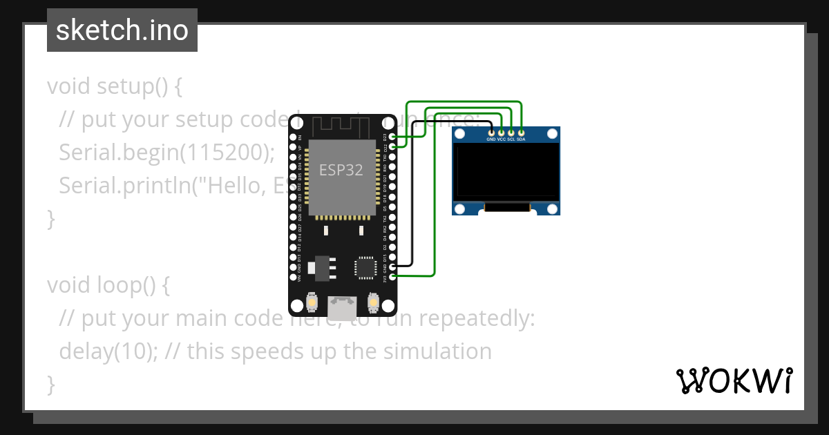 OLED0.96 - Wokwi ESP32, STM32, Arduino Simulator