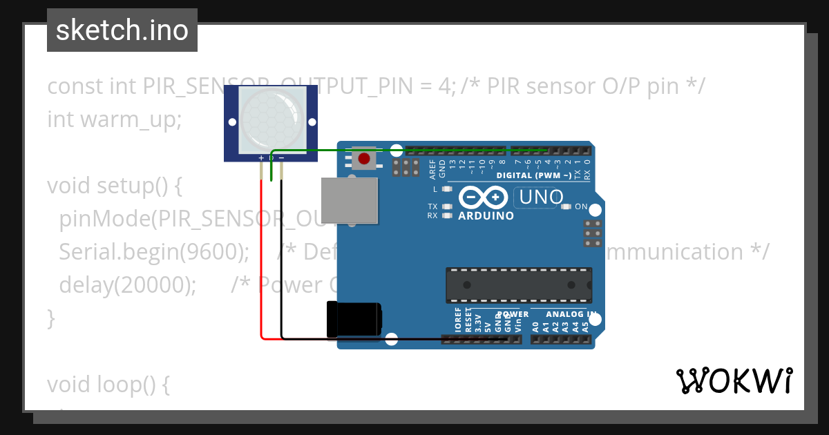 pir abishek 2112033 - Wokwi ESP32, STM32, Arduino Simulator