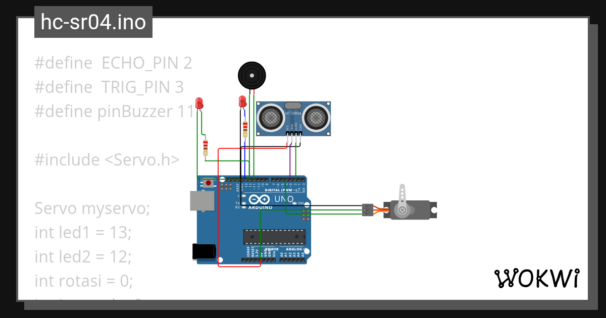 UltraSonice LED Buzzer Copy - Wokwi ESP32, STM32, Arduino Simulator