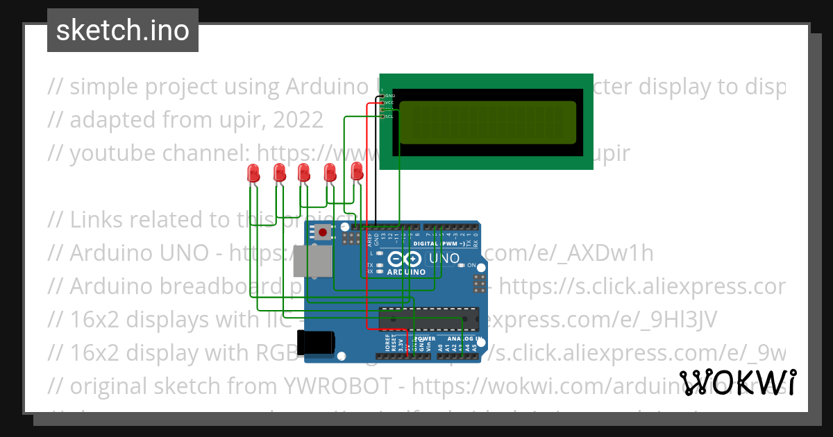 lcd ,led - Wokwi ESP32, STM32, Arduino Simulator
