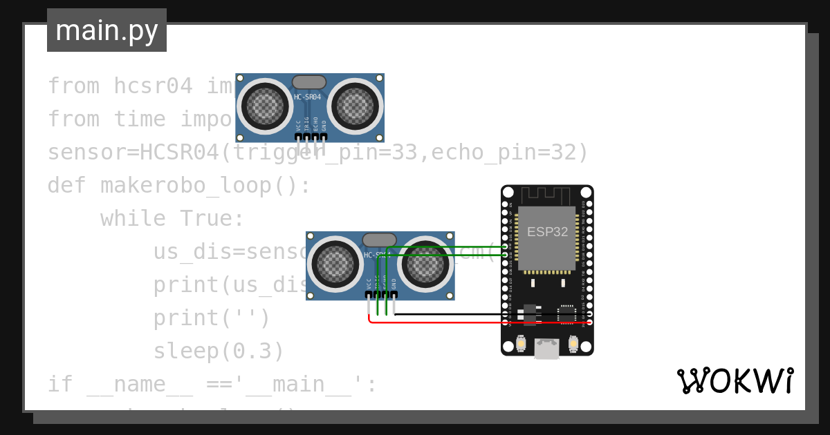 超声测距模块 Wokwi Esp32 Stm32 Arduino Simulator