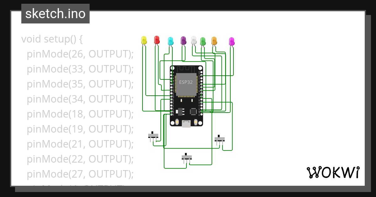 8 leds - Wokwi ESP32, STM32, Arduino Simulator