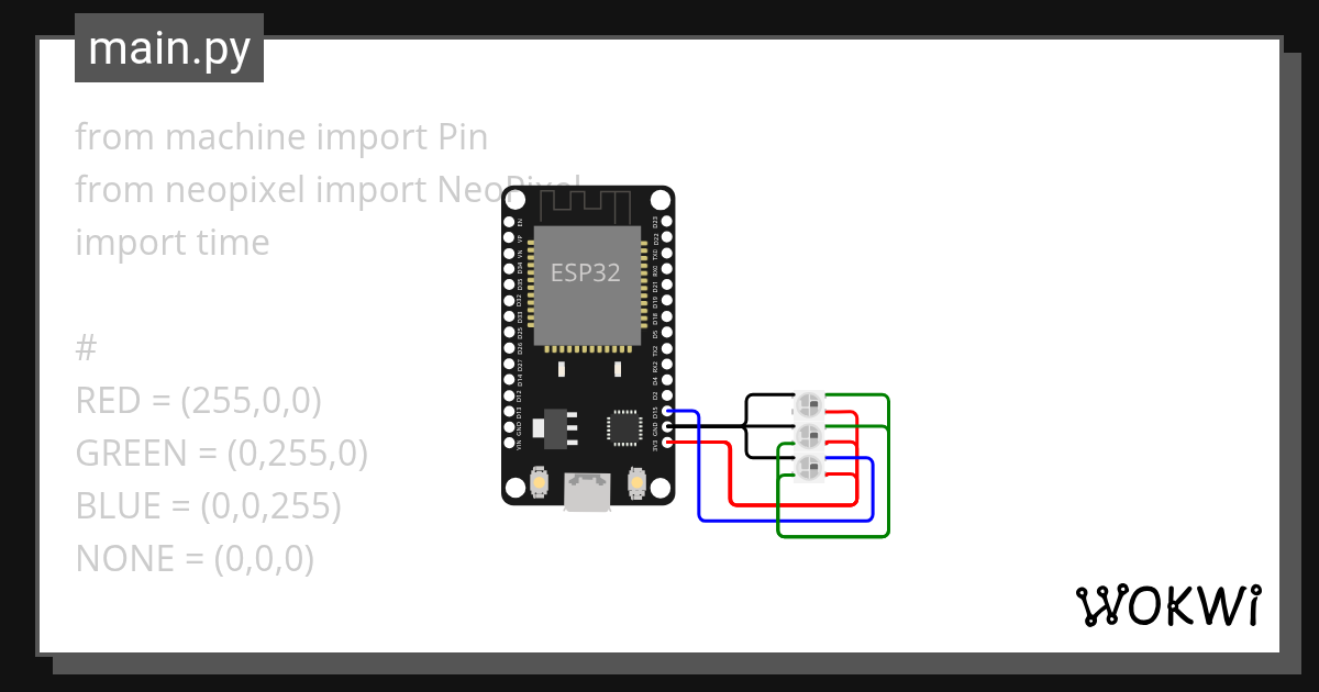 Led灯带 循环闪烁 Wokwi Esp32 Stm32 Arduino Simulator