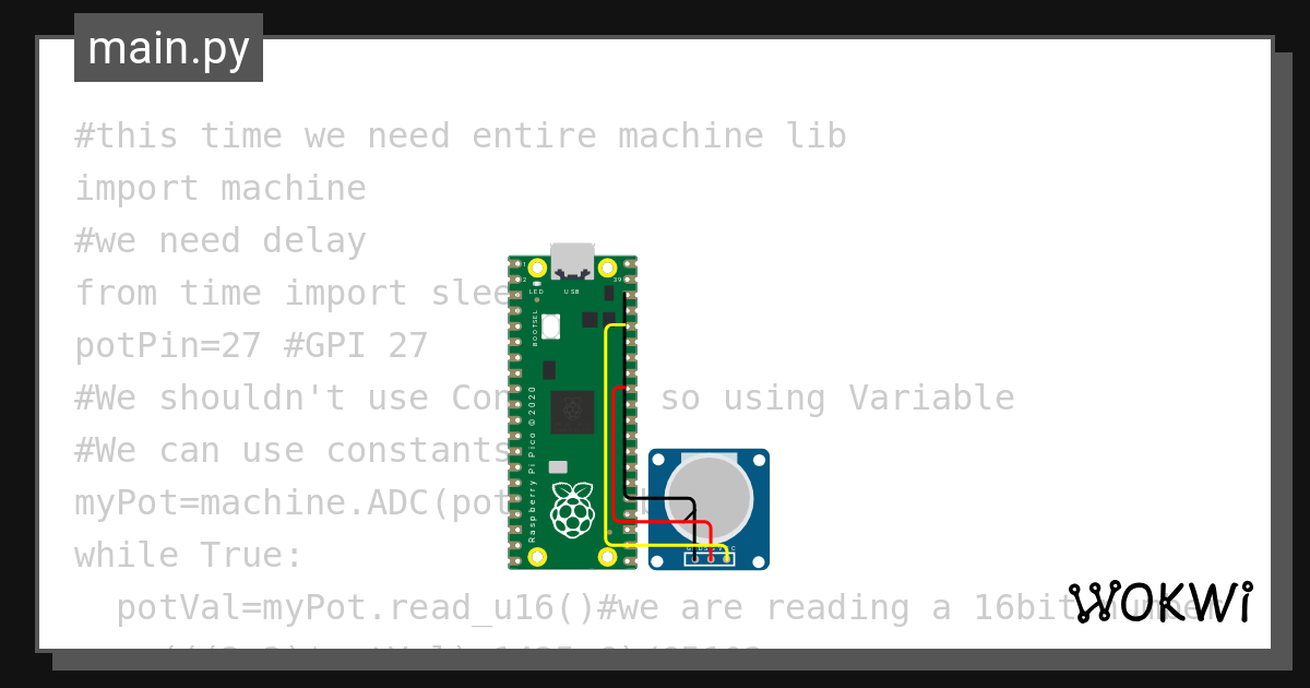 Reading Values From Potentio Meter Wokwi Esp32 Stm32 Arduino Simulator