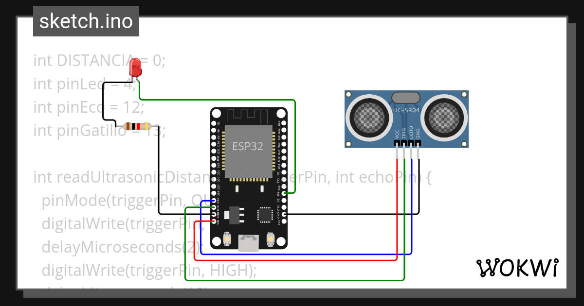 ultrasonic sensor - Wokwi ESP32, STM32, Arduino Simulator