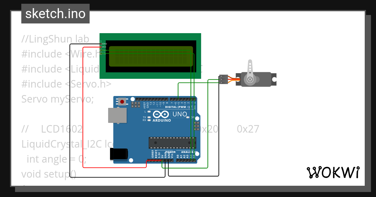 servo+lcd - Wokwi ESP32, STM32, Arduino Simulator