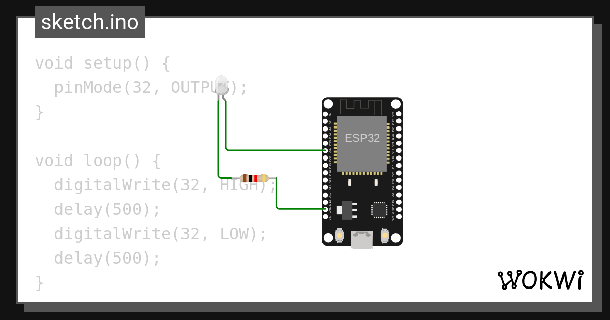 ไฟกระพริบบ Wokwi Esp32 Stm32 Arduino Simulator 2285