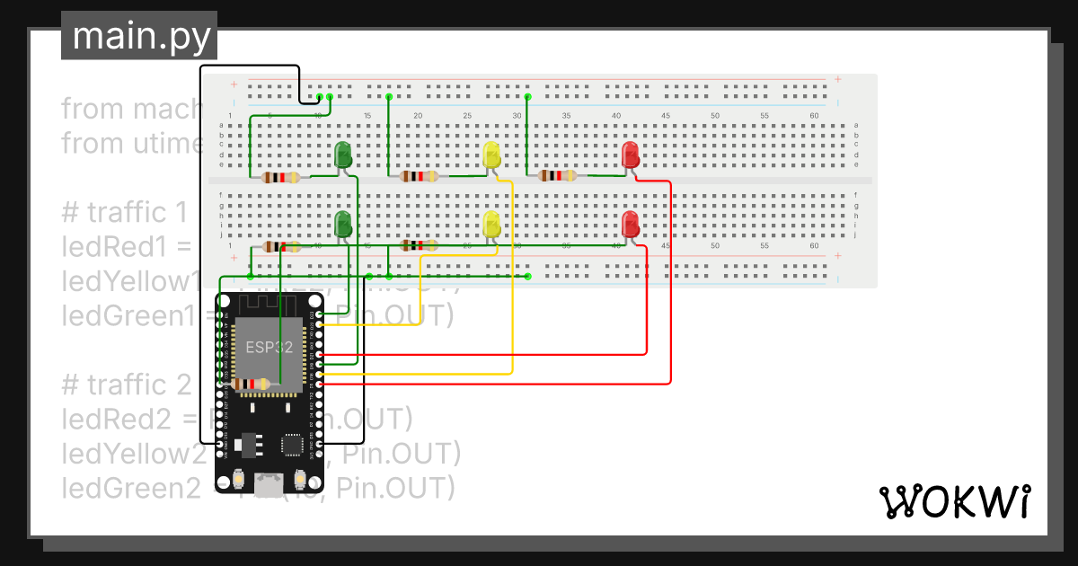 Traffic Light - Wokwi ESP32, STM32, Arduino Simulator